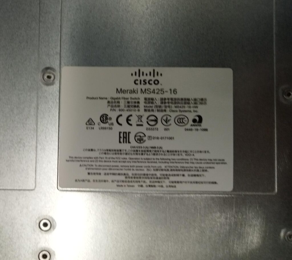 Cisco Meraki MS425-16-HW 16 Port 10G SFP+ 2x QSFP+ Ethernet Switch ...